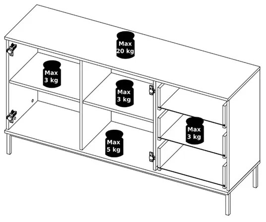 Komoda s 3 zásuvkami Tristal - hikora