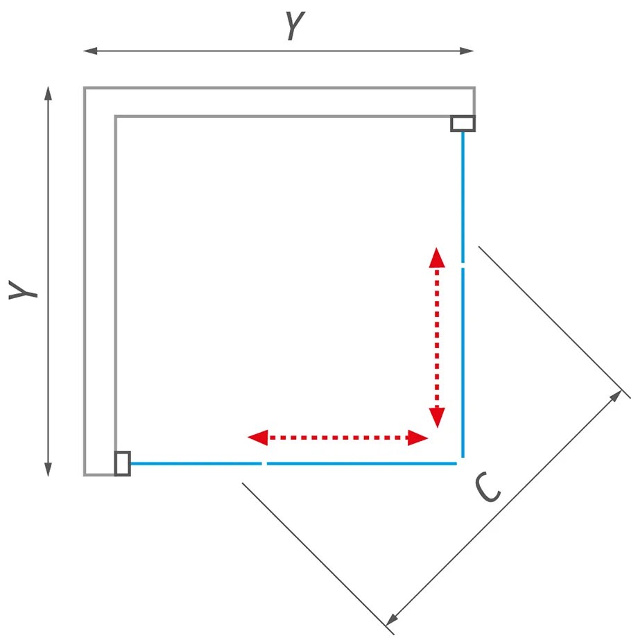 Čtvercový nebo obdélníkový sprchový kout s dvoudílnými posuvnými dveřmi LLS2 1900 mm 875–890 460 Transparent S Černý elox LLS2/900 SMONT 554-9000000-05-02