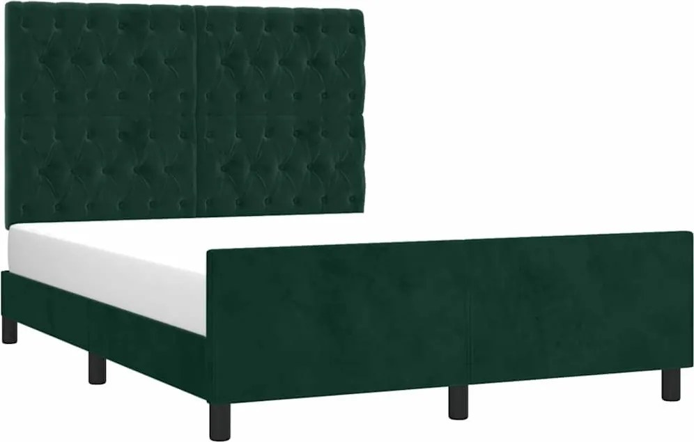 Rám postele bez matrace tmavě zelená 140 x 200 cm samet 3125943