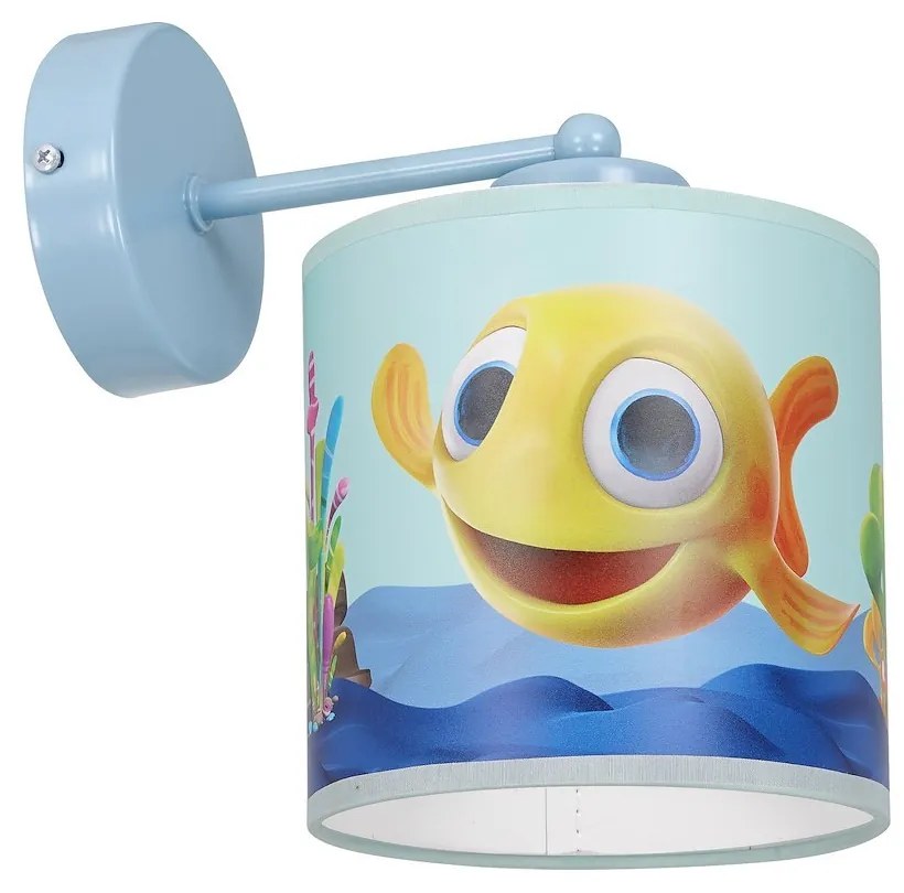 Dětské nástěnné svítidlo Fish, 1x plastové stínítko se vzorem, bl