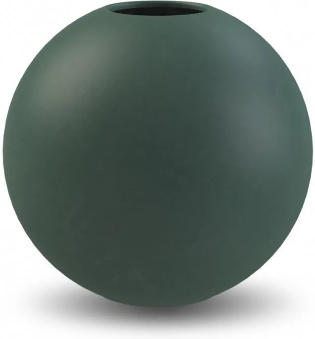 COOEE Design Kulatá váza Ball Dark Green 10 cm, zelená barva, keramika