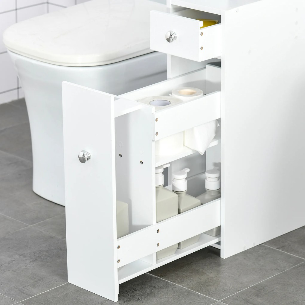 HOMCOM Koupelnová skříňka se 2 šuplíky a horním prostorem s víkem pro umyvadlo a sprchu 17x48x58 cm Bílá