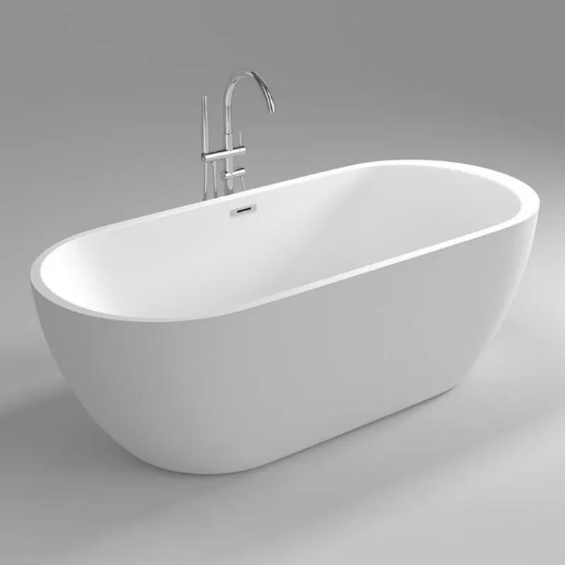 BPS-koupelny Volně stojící akrylátová vana HYD-POR503A 150x75 bílá, odtokový komplet chrom