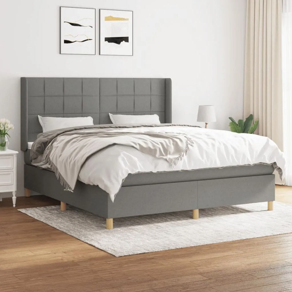 Box spring postel s matrací tmavě šedá 160x200 cm textil 3132002