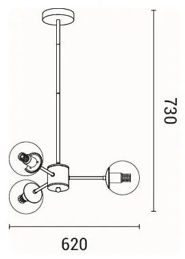 Lustr na tyči PUFF 3xE27/40W/230V mosaz