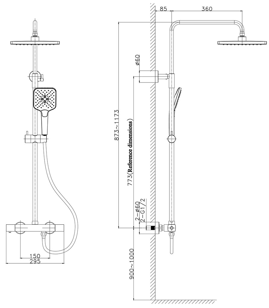 Sapho Sapho, DAKAR teleskopický sprchový sloup s termostatickou baterií, zlato matné, SZ139GB