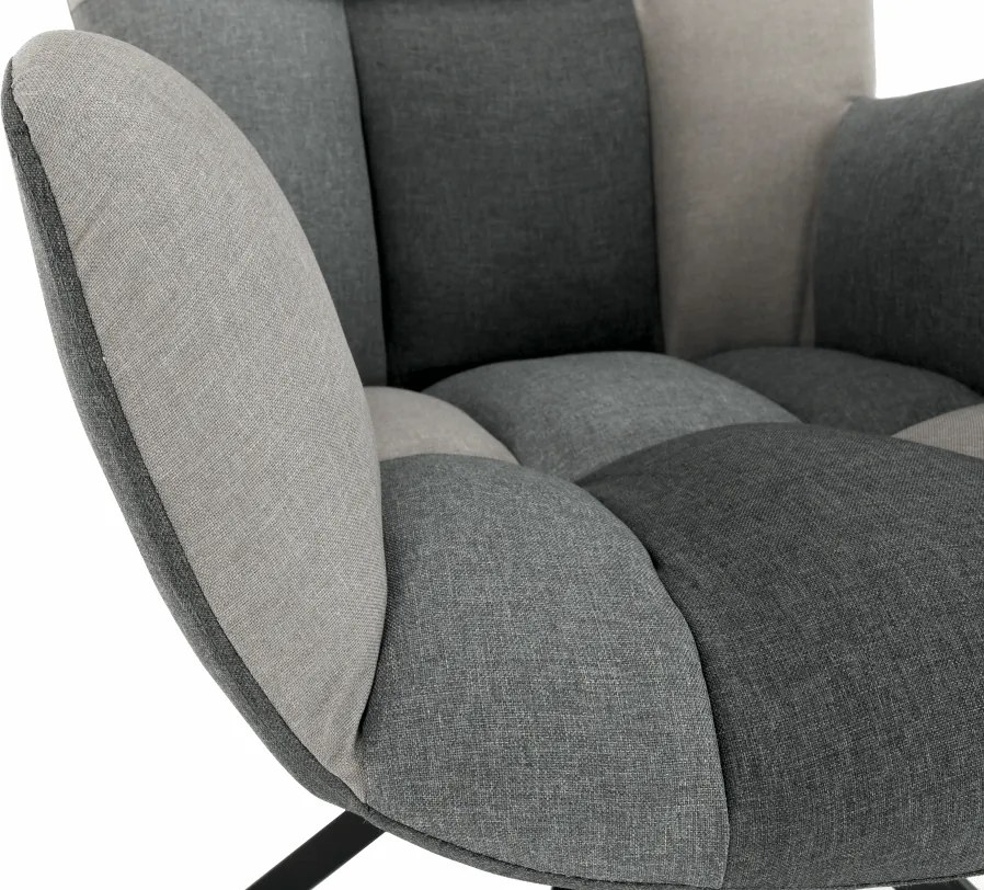 Designové otočné křeslo, patchwork/černá, KOMODO