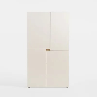 Čtyřdveřová šatní skříň LENS 100 cm kašmír/dub cremona