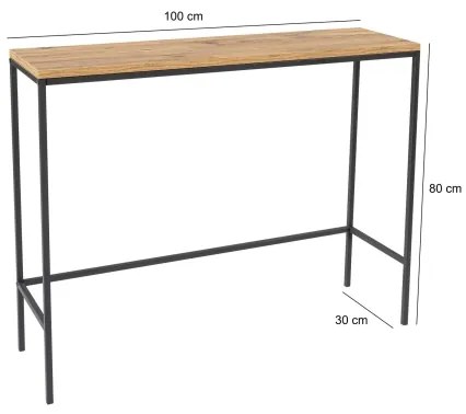 Konzolový stolek CANVAS 80x100 cm borovice atlantic/černá