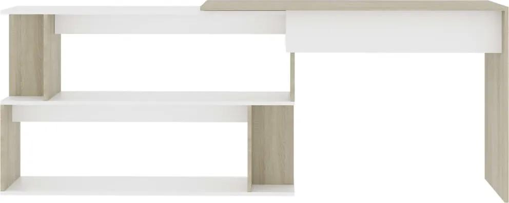 vidaXL Rohový psací stůl 200 x 50 x 76 cm dřevotříska [801103] Barva: bílá s vysokým leskem