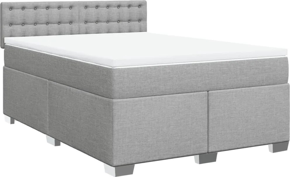 Box spring postel s matrací světle šedá 140 x 190 cm textil 3288197