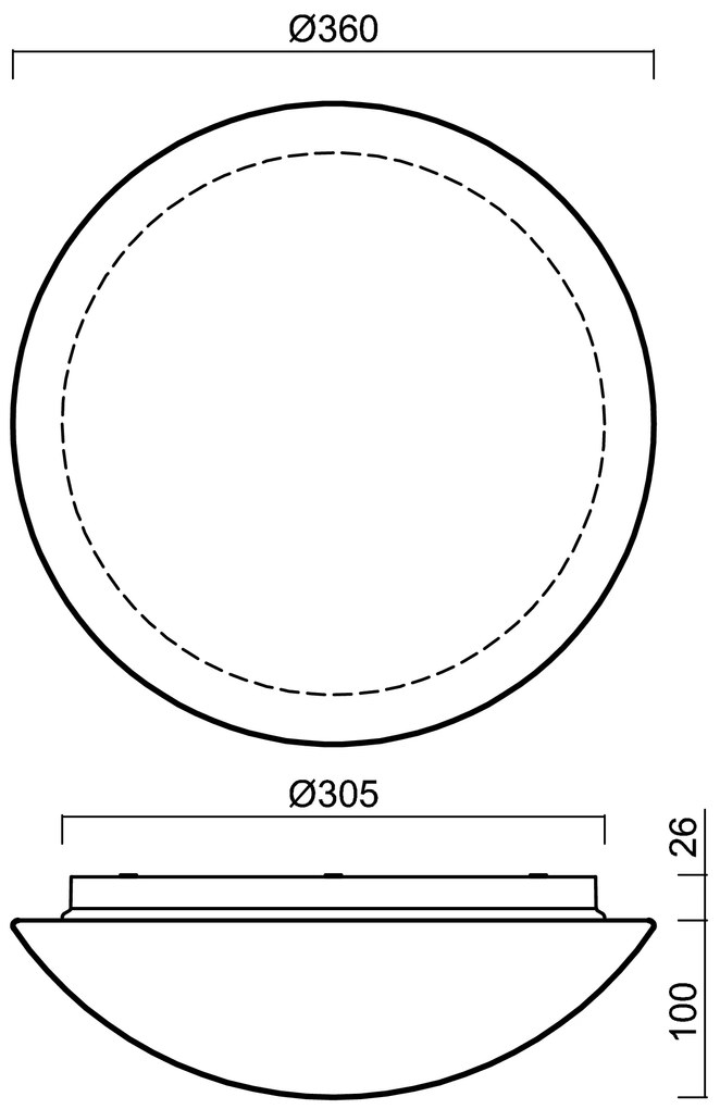 Osmont 71169 Aura 10, stropní/nástěnné svítidlo, 2x7W E27, opálové sklo, prům. 36cm, IP65