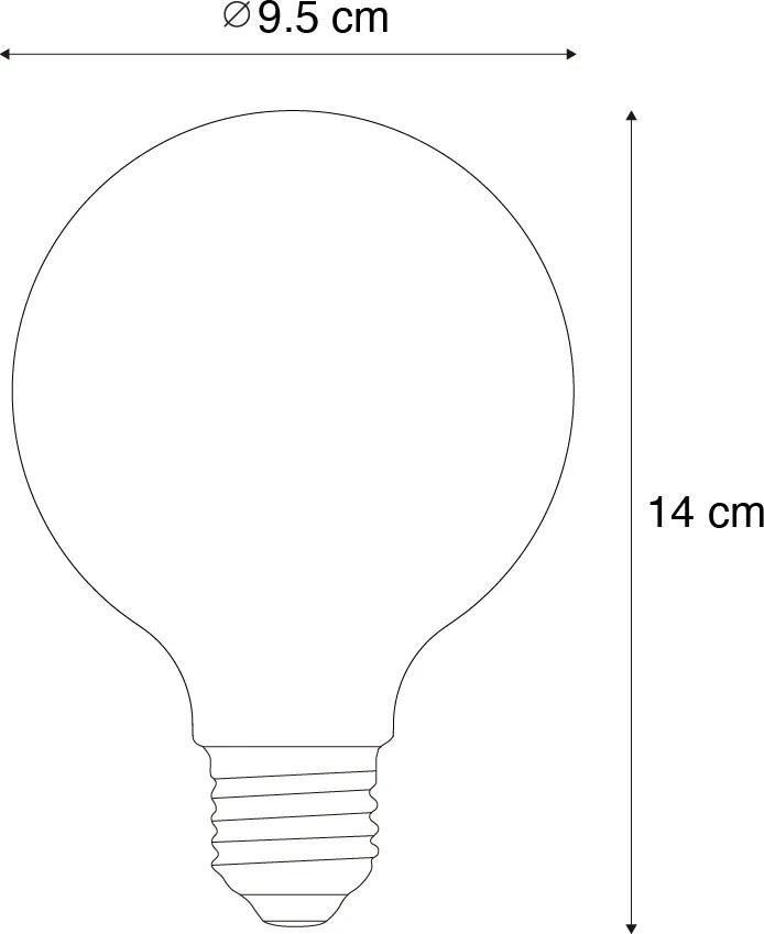 Sada 5 ks Chytré stmívatelné LED žárovky E27 G95 jantarové 4,9 W 320 lm 2500 K