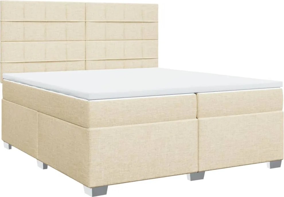 Box spring postel s matrací krémová 200x200 cm textil 3290600