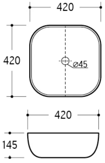 COMAD Umyvadlo na desku - UM-6252, 40 cm, keramické, bílá