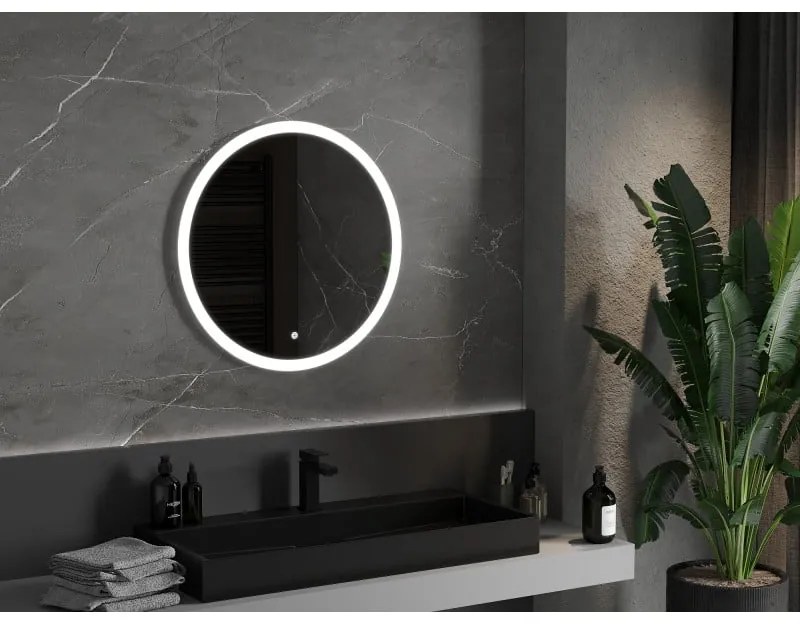 Mexen Oro, kulaté LED podsvícené koupelnové zrcadlo 70 cm, 6000K, topná podložka proti zamlžování, 9824-070-070-611-00