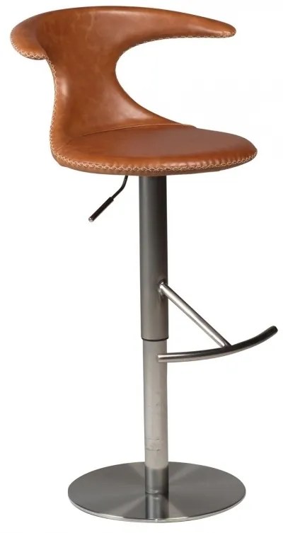 Barová židle DanForm Flair, pravá kůže, hnědá, podnož kov