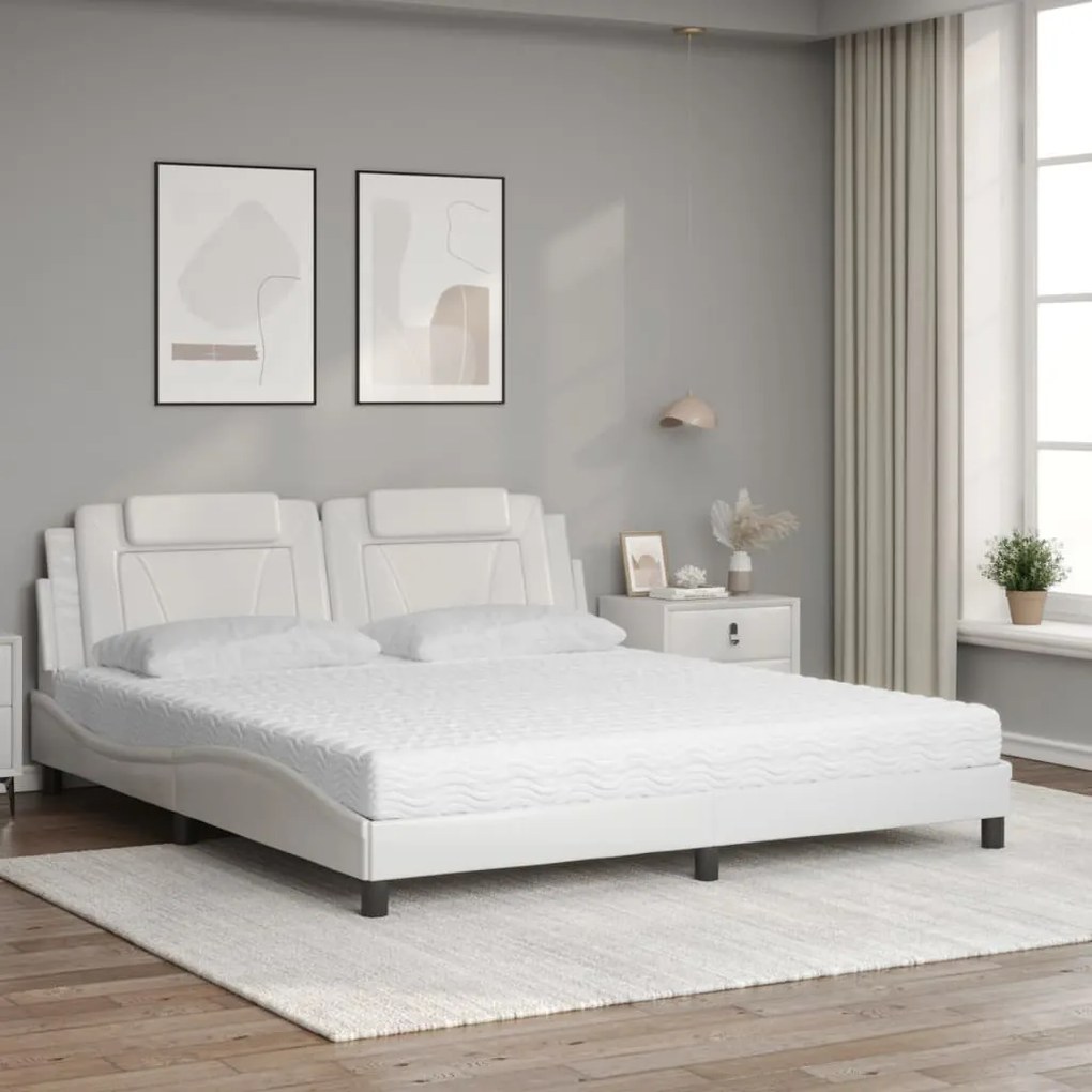 Postel Viana s matrací bílá 180 x 200 cm umělá kůže 3208811