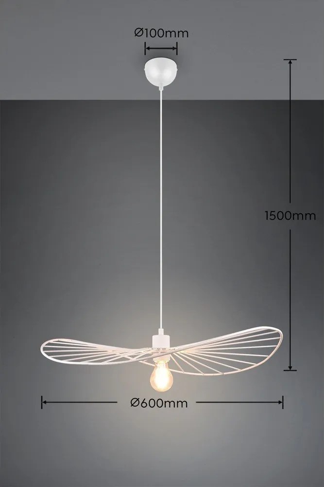 Bílé závěsné svítidlo ø 60 cm Chapeau – Reality
