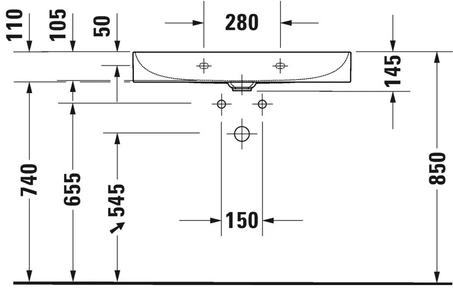 Duravit DuraSquare - Umyvadlo, 80x47 cm, bílá 2353800041