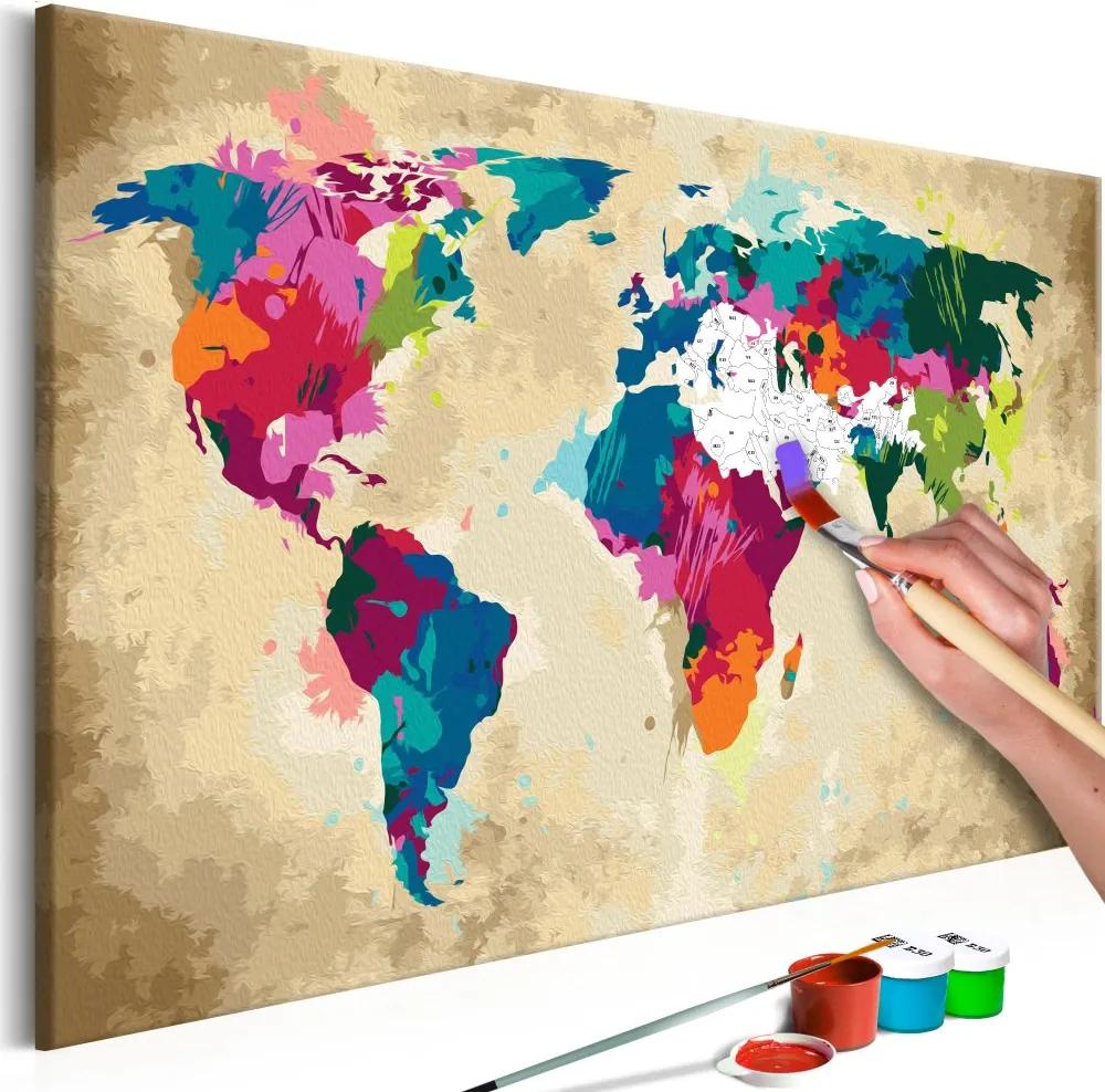 Bimago Malování podle čísel - World Map (Colourful) | 60x40 cm