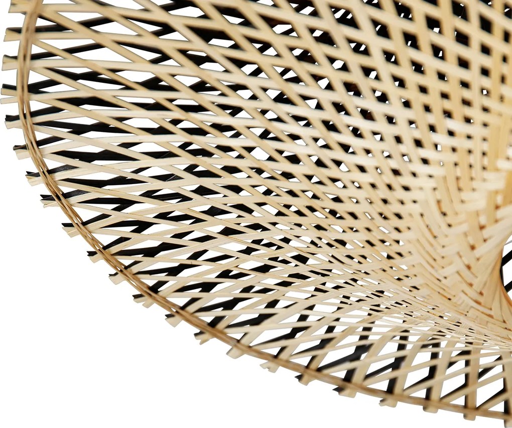 Moderní oblouková lampa černá s orientálním stínítkem a bambusovou konstrukcí 50 cm - XXL Rina