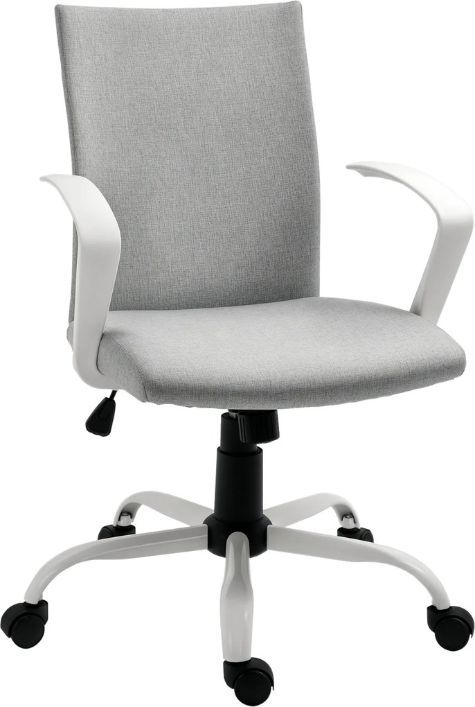 Vinsetto Kancelářská Židle s Nastavitelnou Výškou, Houpací Funkcí, Otáčecí Kancelářská Židle s Nosností 120 Kg, 61 x 99 cm Světle Šedá a Bílá