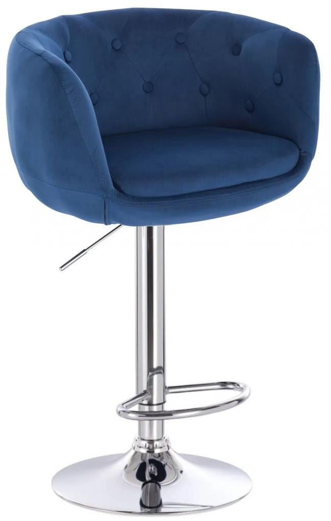 LuxuryForm Barová židle MONTANA VELUR na stříbrném talíři - modrá
