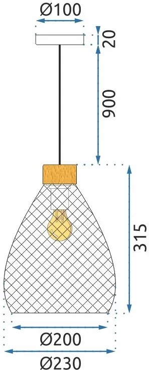 Toolight Retro skleněné stropní svítidlo APP897-1CP Black
