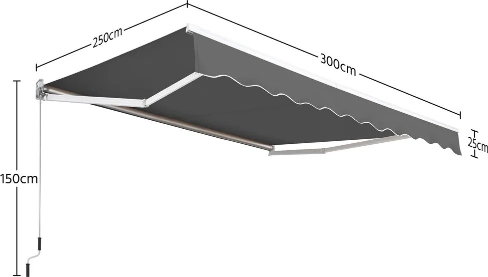 Markýza Yaheetech – tmavě šedá, 250 × 200 cm (257325163274)