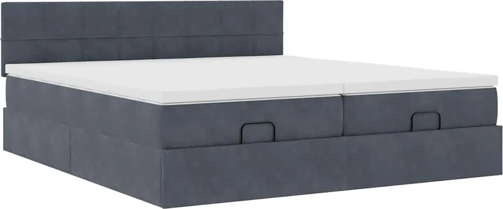 Osmanský rám postele s matracíes tmavě šedá 180x200cm samet 3312924