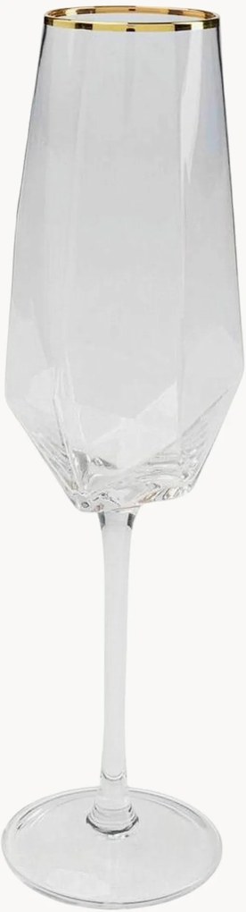 Sada ručně vyrobených sklenic na šampaňské Diamond, 4 díly