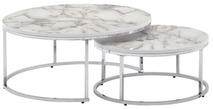 Bruxxi Konferenční stolek Holey (SADA 2 ks), 80 cm, stříbrná