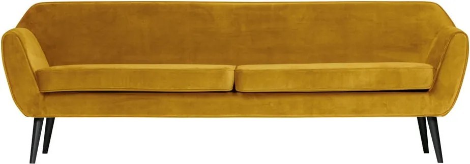 Žlutá sametová pohovka WOOOD Rocco, 230 cm