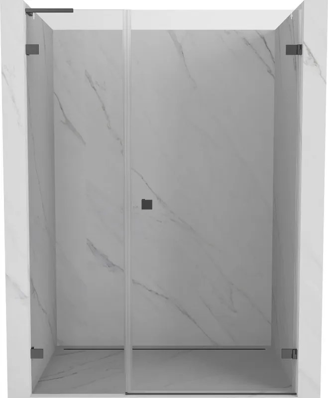 Mexen Lunar-B, L Otočné pravé sprchové dveře 120 cm, 8mm čiré sklo, grafitový profil, 832SL-120-050-95-00-P