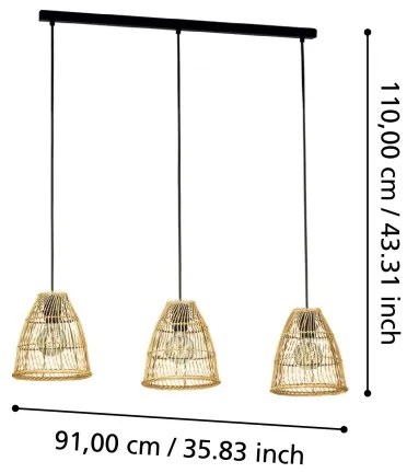 Eglo 43867 - Lustr na lanku AYESGARTH 3xE27/40W/230V