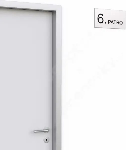 ACCEPT Označení podlaží "6. PATRO" - stříbrná tabulka - černý popis