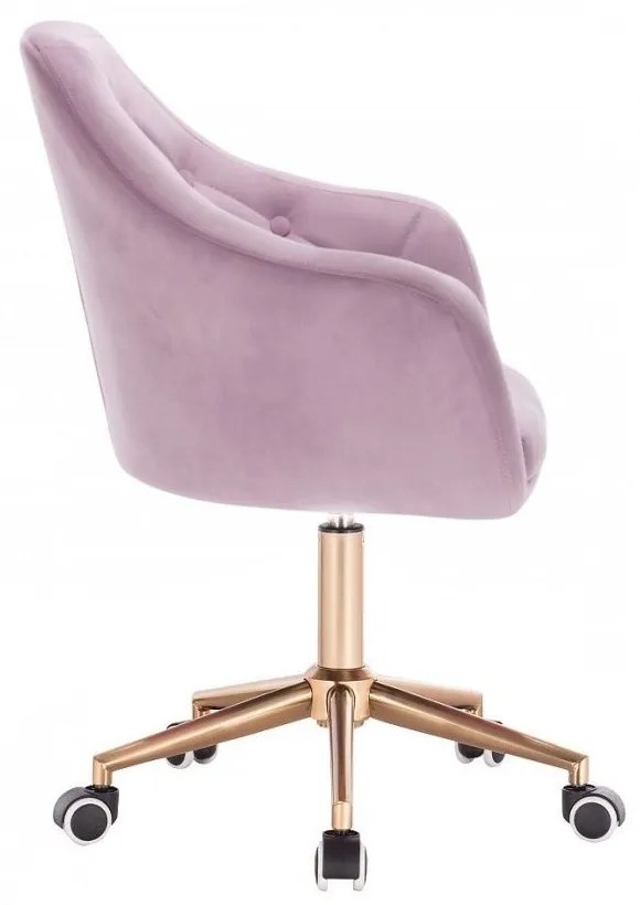 LuxuryForm DESIGN Otočné křeslo ANDORA VELUR na zlaté podstavě s kolečky - levandule