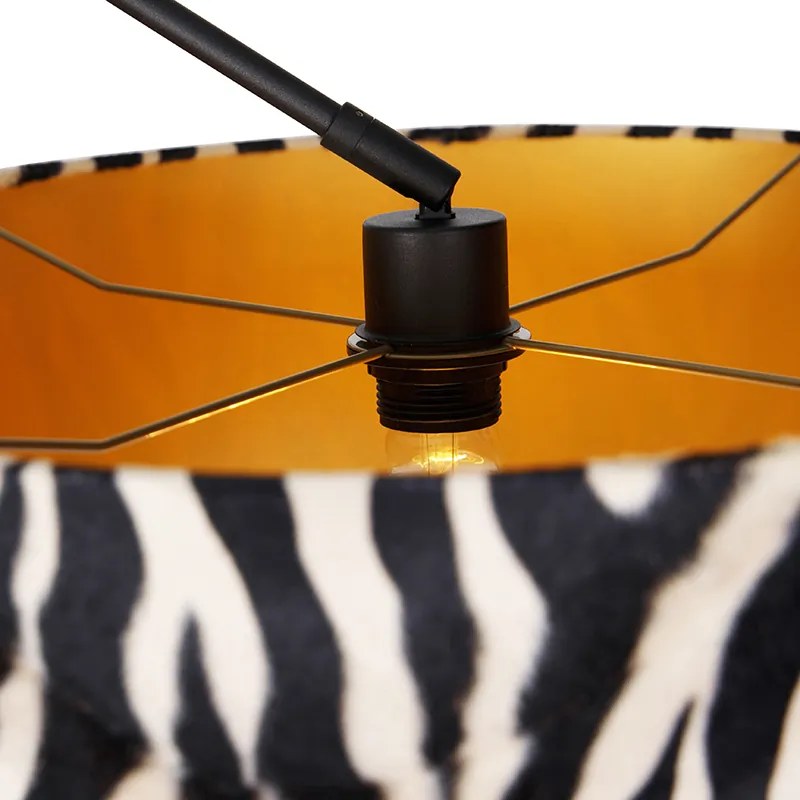 Moderní stojací lampa černé stínidlo zebra design 50 cm - Editor