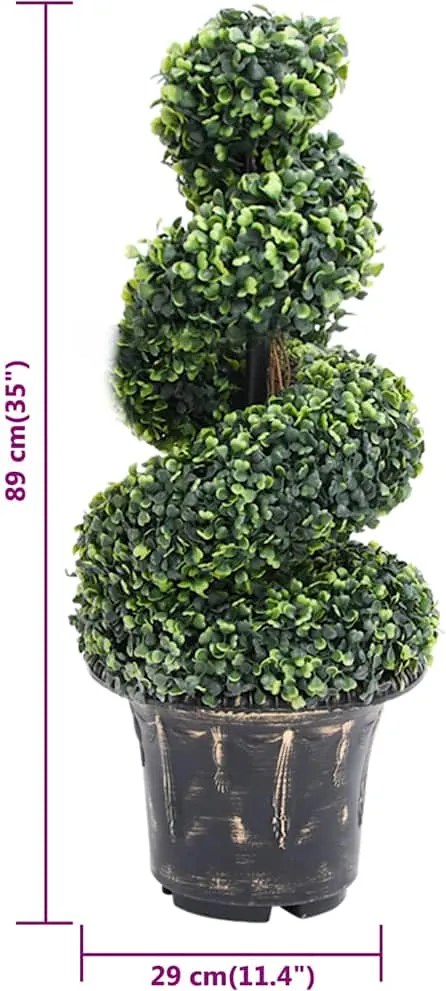 Umělá zimostrázová spirála s květináčem zelená 89 cm 336506