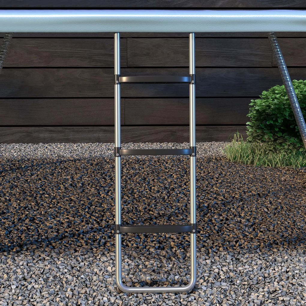 SPORTNOW Ocelový Trampolínový Žebřík 3 nebo 2 Kroky s Širokými Stupni a 2 Háky, Nosnost 120 kg, 110x32 cm, Stříbrný