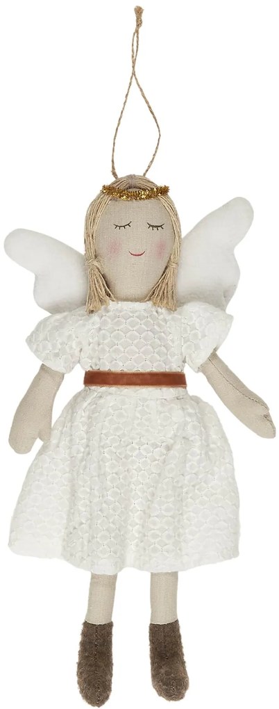 IB LAURSEN Vánoční dekorace Angel Gabrielle 32 cm, bílá barva, zlatá barva, krémová barva, textil