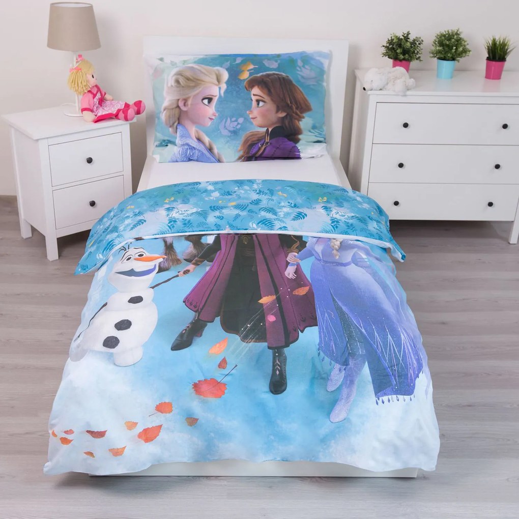 Jerry Fabrics DĚTSKÉ BAVLNĚNÉ POVLEČENÍ FROZEN 140X200 CM, 1KS 70X90 CM VZOROVANÉ