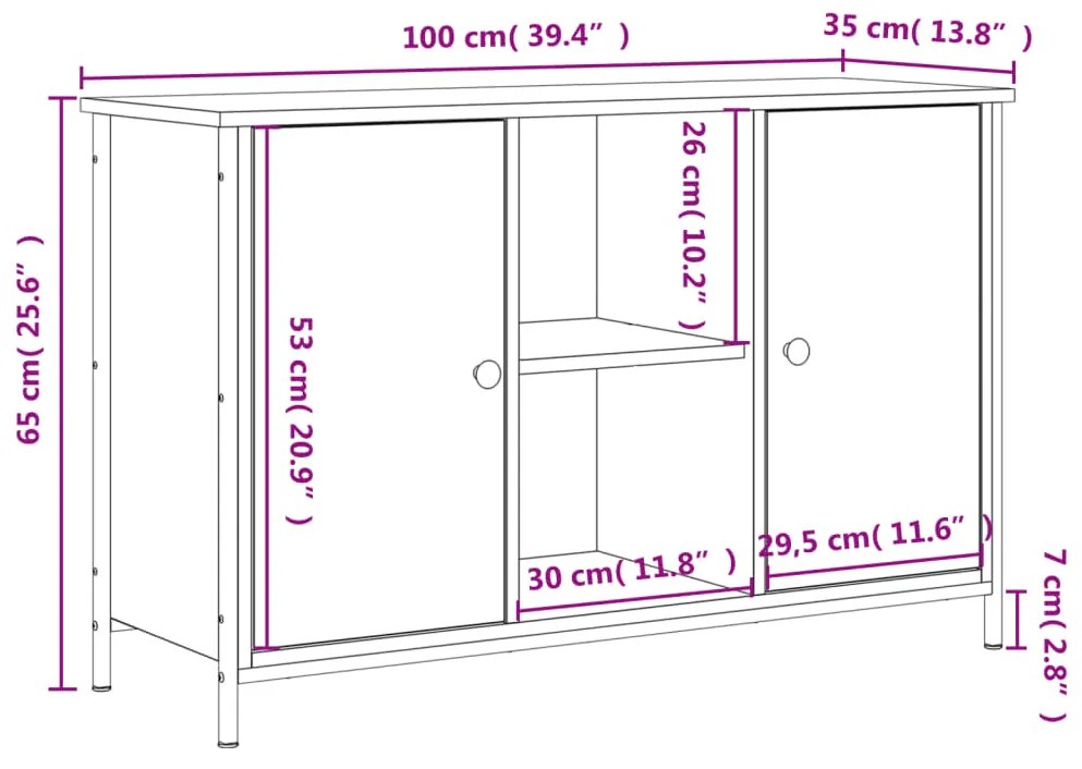 TV skříňka dub sonoma 100 x 35 x 65 cm kompozitní dřevo