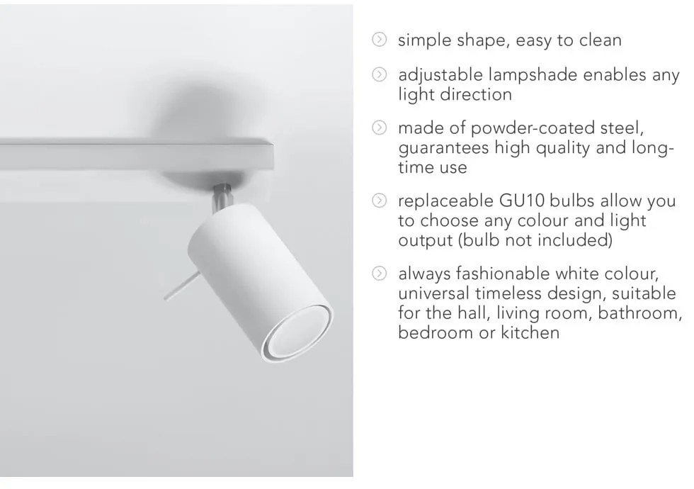 Bílé stropní světlo Sollux Etna