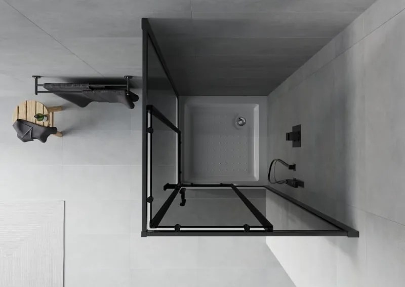 Mexen Rio čtvercový sprchový kout 70 x 70 cm, grafit, černý + sprchová vanička, bílá - 860-070-070-70-40-4510