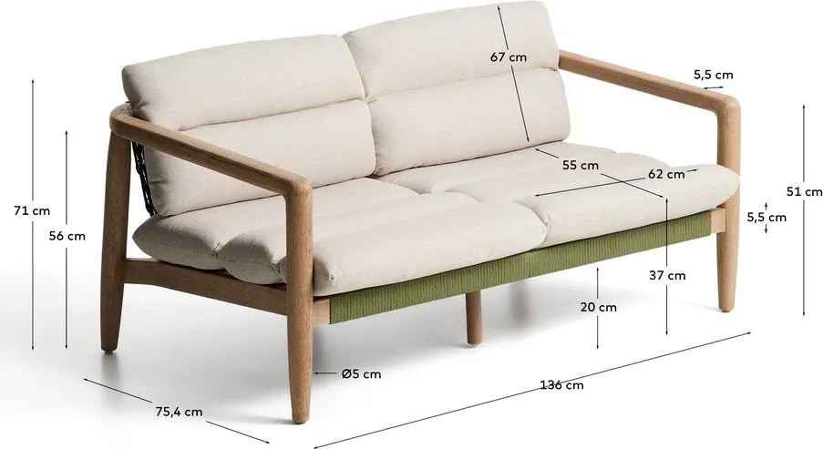 Zelená/béžová čalouněná zahradní pohovka Menfi – Kave Home