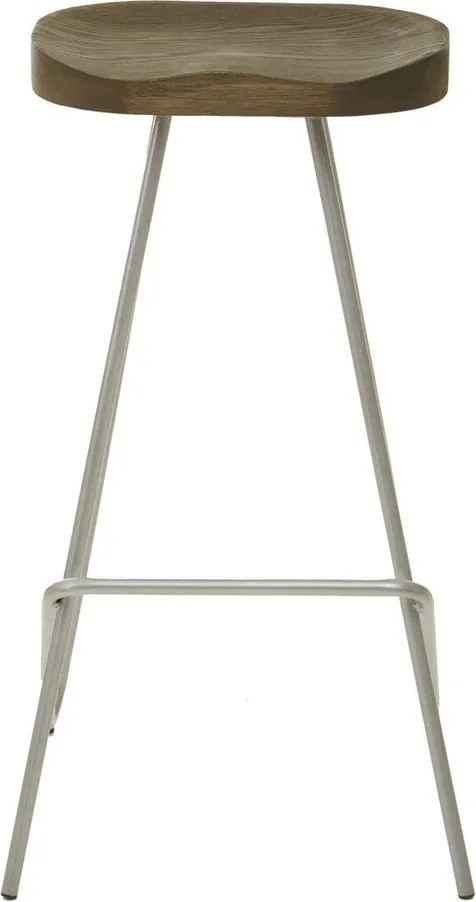 Barová stolička z jilmového dřeva ve stříbrné barvě/v přírodní barvě (výška sedáku 78 cm) District – Premier Housewares