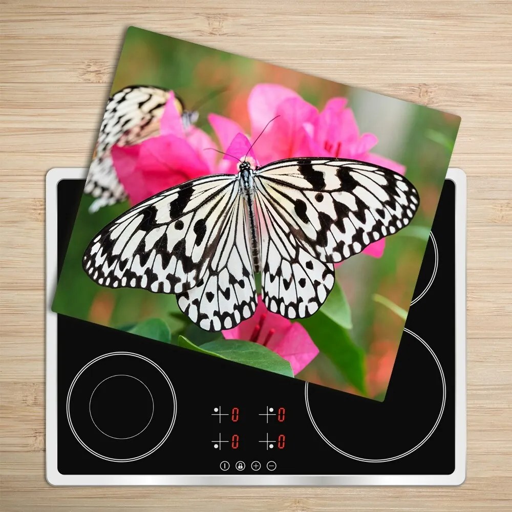 Skleněná krájecí deska Motýl na květinu 60x52 cm