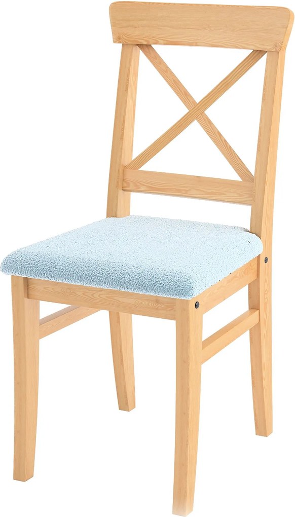 Potah na židli Ingolf s čalouněným sedákem barva modrá látka pletený vzor